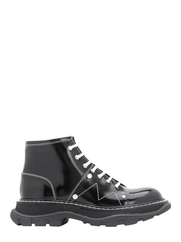 Alexander McQueen Tread Slick Lace Up Boot - Black