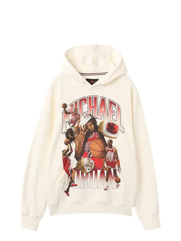 JORDAN Flight Fleece Graphic Pullover Hoodie - White