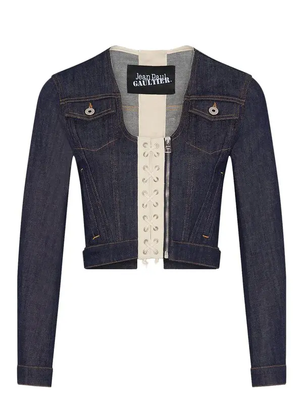 Jean Paul Gaultier Denim Jacket With Lacing Detail - Blue