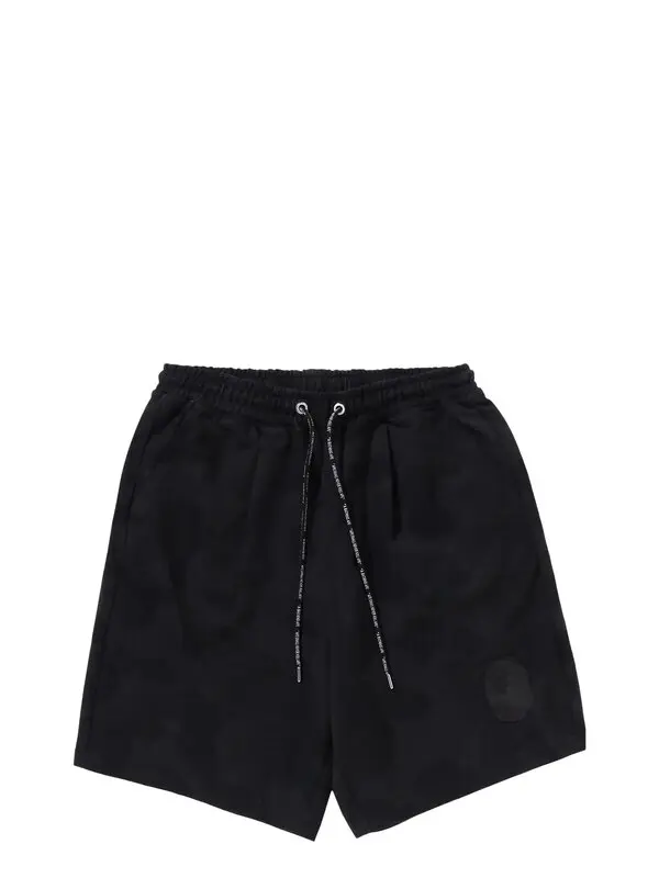A BATHING APE Ink Camo Ape Head Patch Sweat Shorts - Black