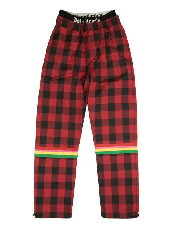 Palm Angels Buffalo Check Aftersport Pants - Red