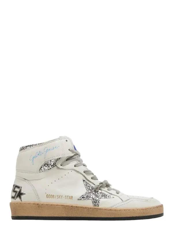 GOLDEN GOOSE Sky Star Glitter Sneakers - White
