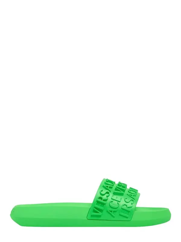 Versace Allover Logo Slide - Green