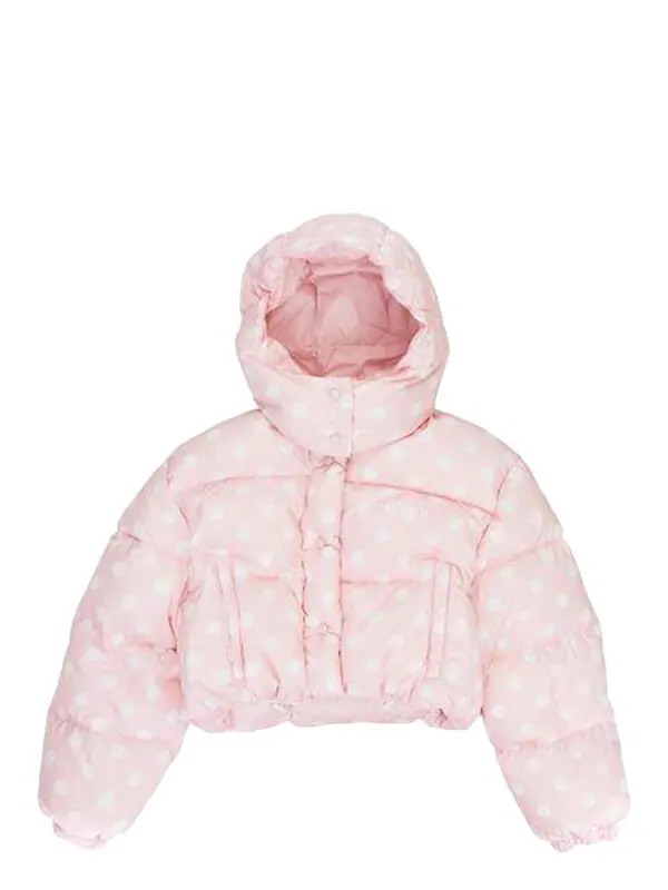 Miu Miu Cropped Printed Nylon Down Jacket - Pink