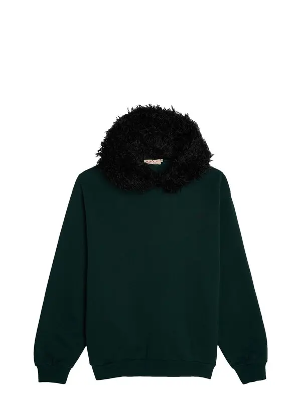Marni Faux Fur Oversized Hoodie - Green