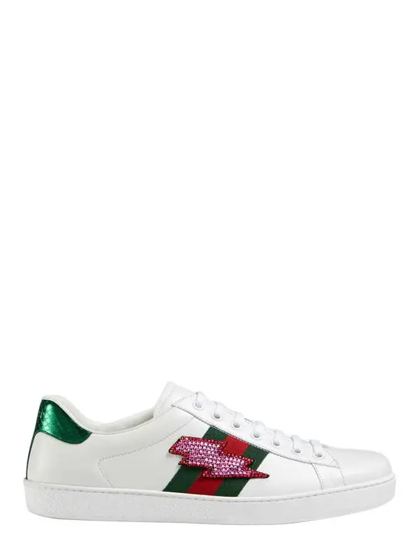 Gucci Ace Embroidered Lightning Bolt Sneakers - White
