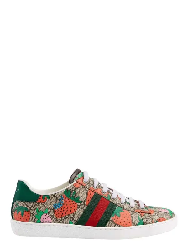 Gucci Ace Strawberry Sneakers - Brown