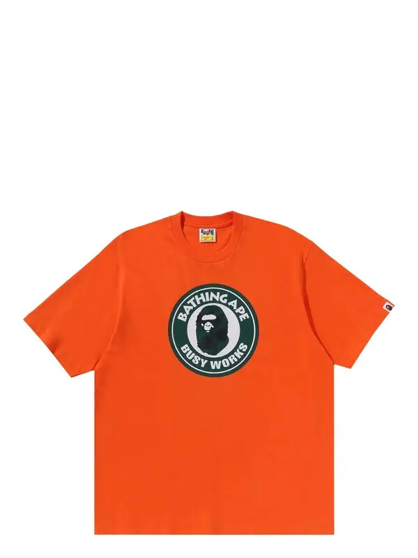 A BATHING APE Floral Solid Camo Busy Works Relaxed Fit Tee - Orange