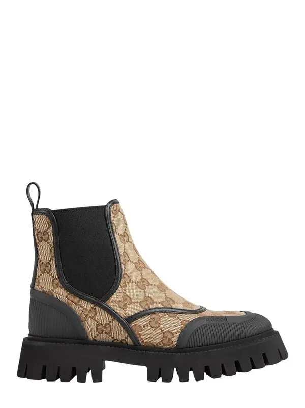 Gucci Gg Canvas Ankle Boots - Cream