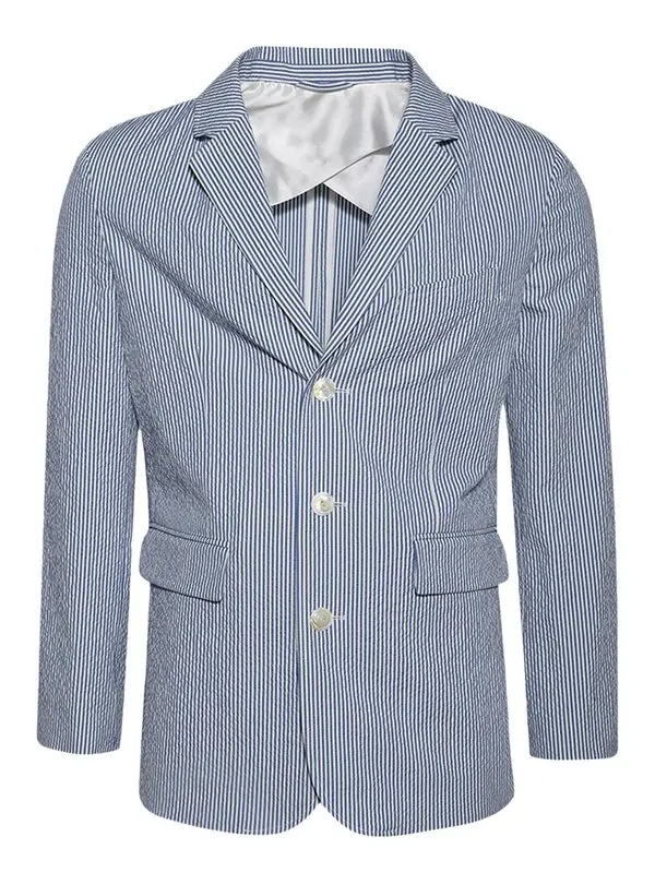 BODE Club Stripe Single Breasted Suit Jacket - Blue