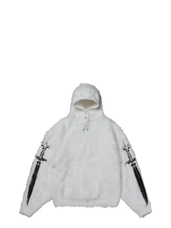 THUG CLUB Fur Sword Hoodie - White