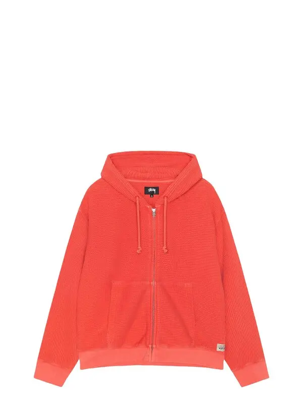 StÜssy Double Layer Waffle Zip Hoodie - Red