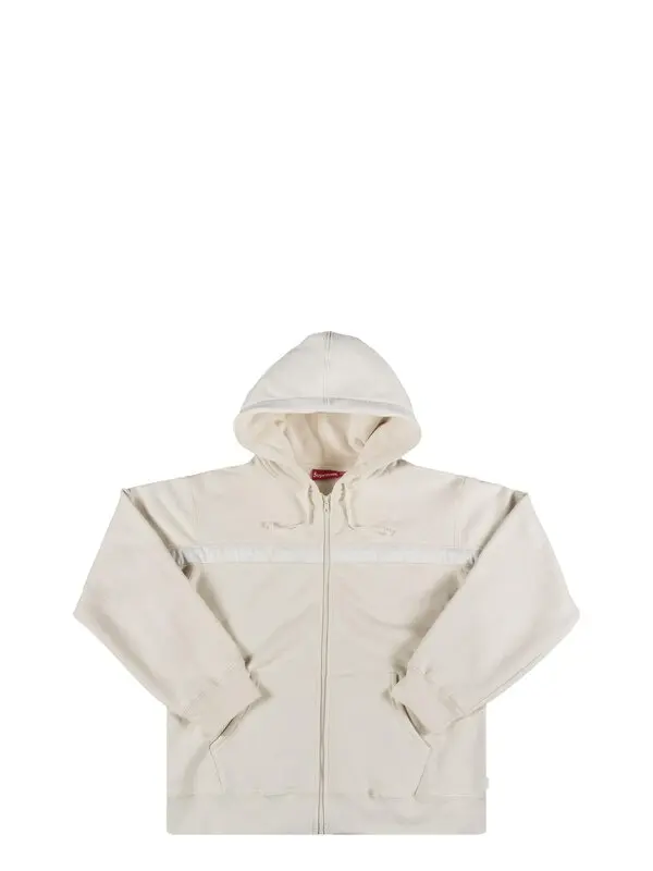 Supreme Text Stripe Zip Up Hooded Sweatshirt - Cream