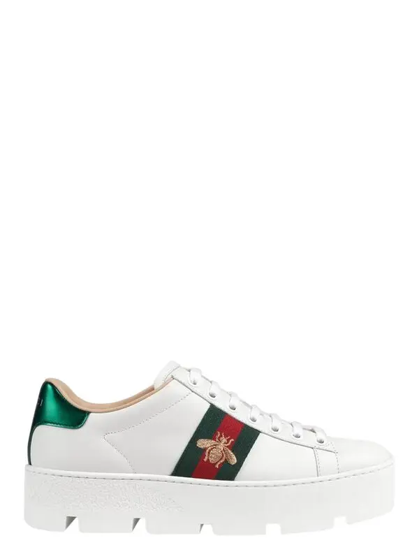 Gucci Ace Embroidered Platform - White