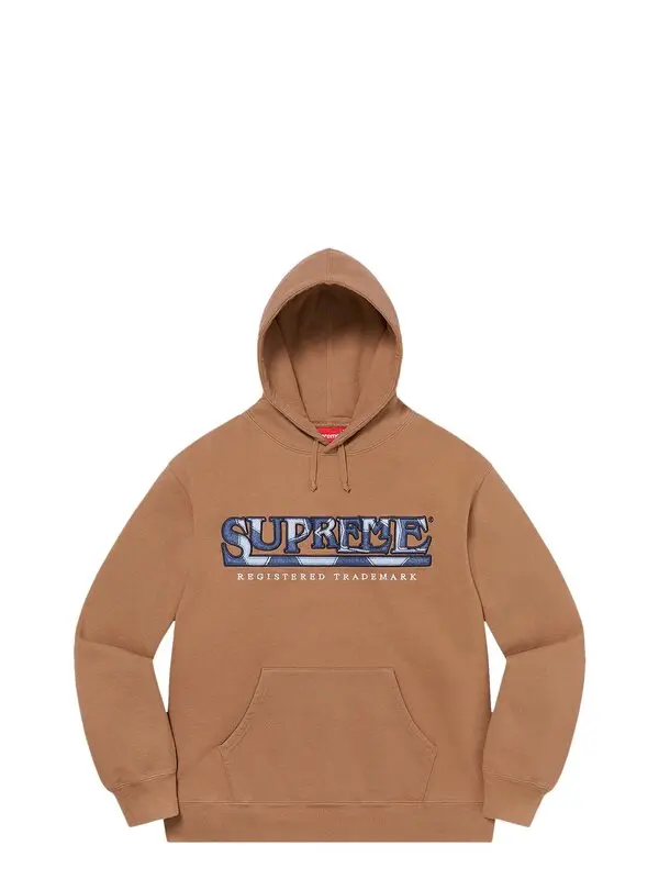 Supreme Denim Logo Hooded Sweatshirt - Brown