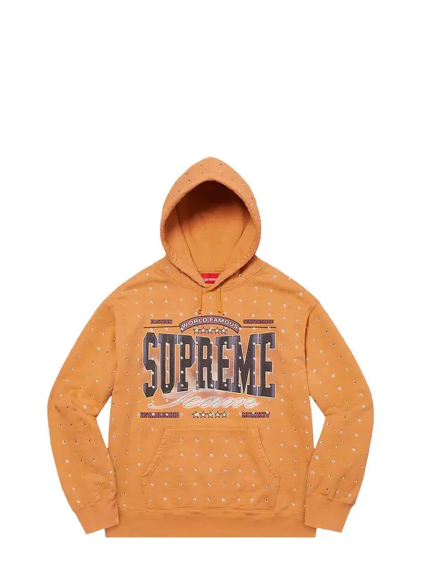 Supreme Rhinestone Hooded Sweatshirt - Yellow