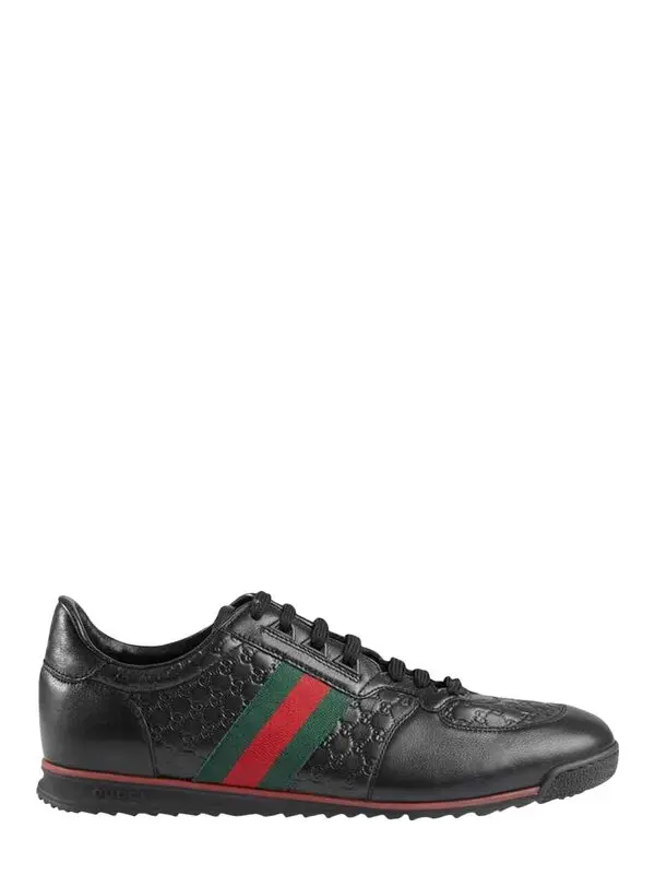 Gucci Leather Web Sneaker - Black