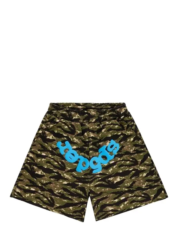 SP5DER Og Web V2 'tiger Camo' Sweatshorts - Green