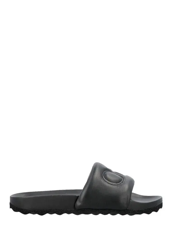 Off-White Bookish Leather Sliders - Black