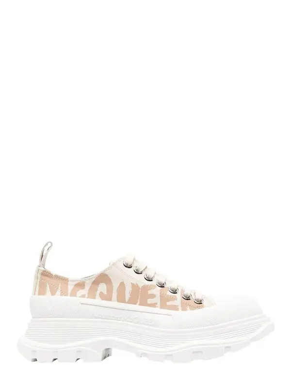 Alexander McQueen Tread Slick Lace Up Sneakers - Cream