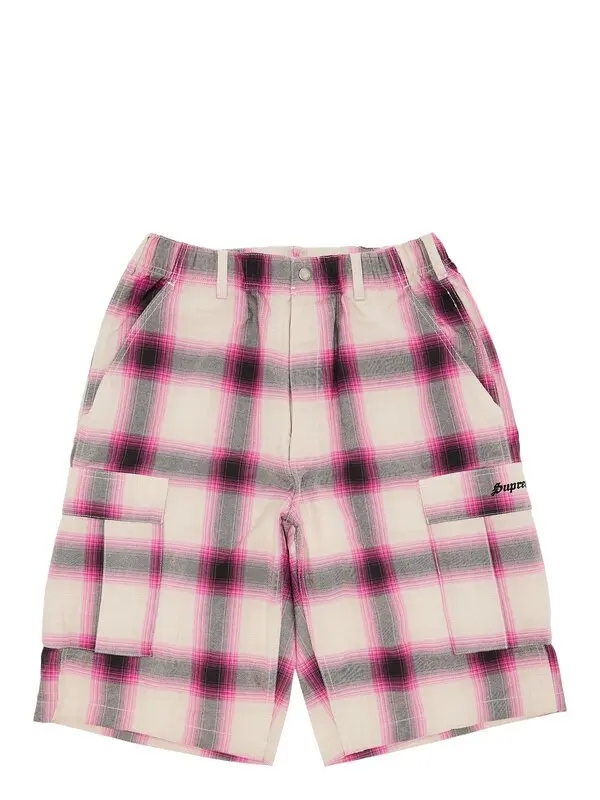 Supreme Shadow Plaid Cargo Short - Pink