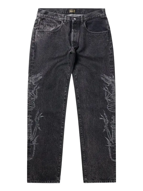 Aries Lasered Dragon Batten Jean - Black