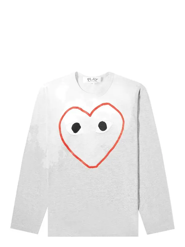 Play Comme Des Garcon Long-sleeve T-shirt With Heart Logo - Grey