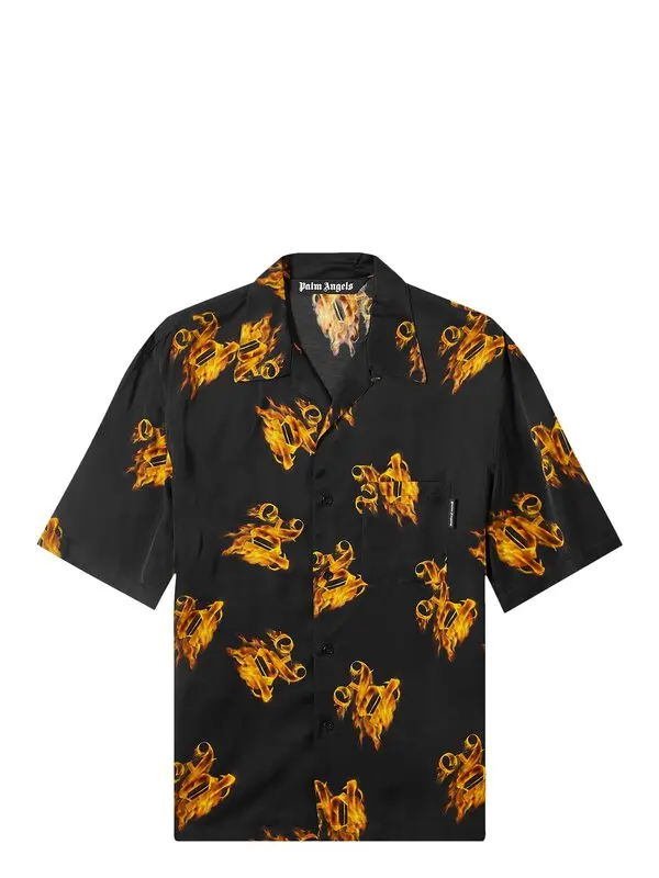 Palm Angels Burning Monogram Shirt - Black
