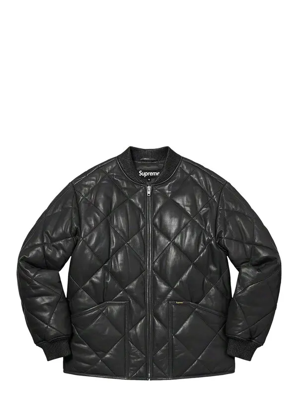 Supreme Quilted Leather Work Jacket - Black
