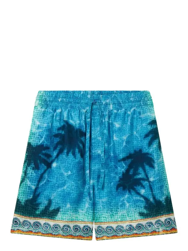 Casablanca Emblem Silk Shorts - Blue