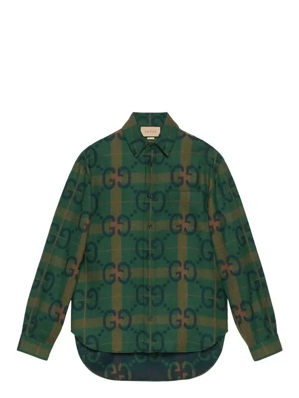 Gucci Jumbo Gg Check Wool Shirt - Green