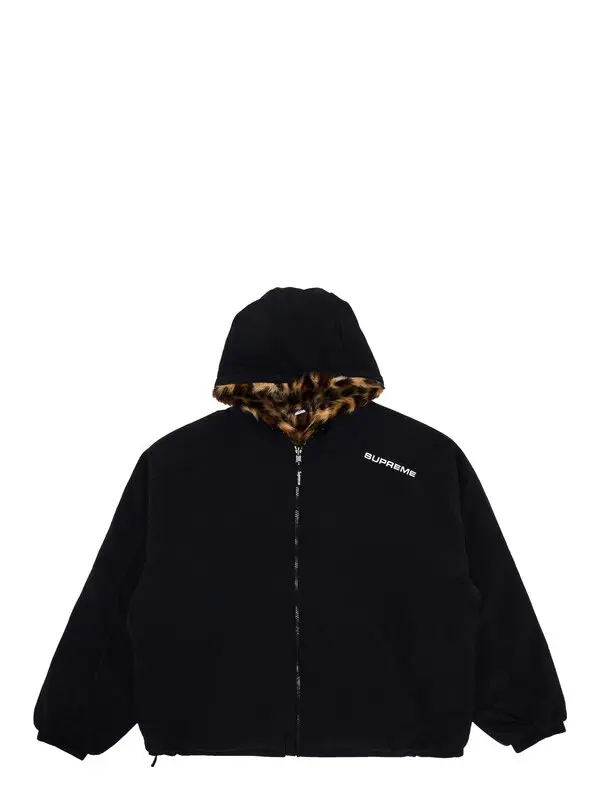 Supreme Faux Fur Reversible Hooded Track Jacket - Black
