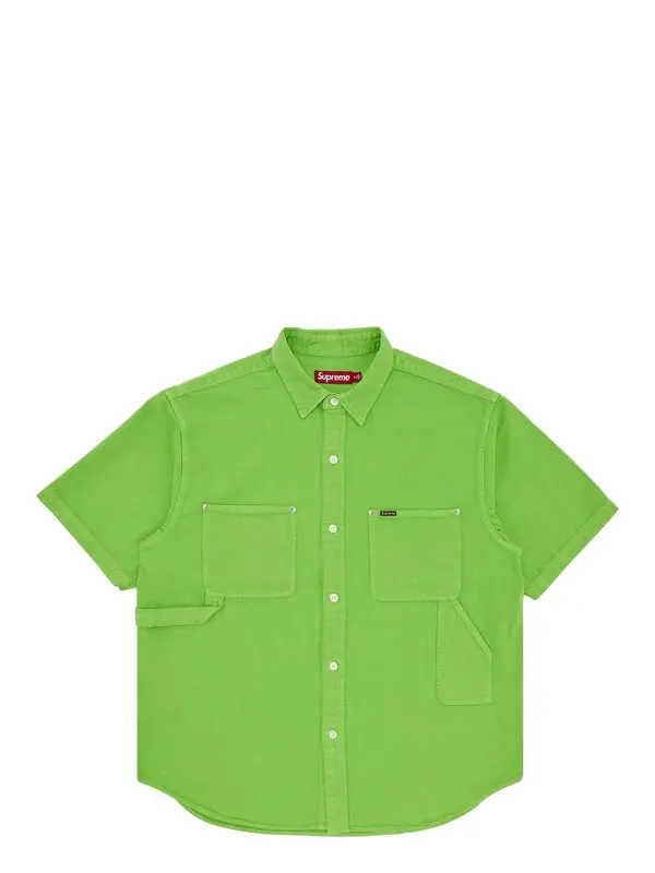 Supreme Loose Fit Short-sleeve Denim Painter Shirt - Green