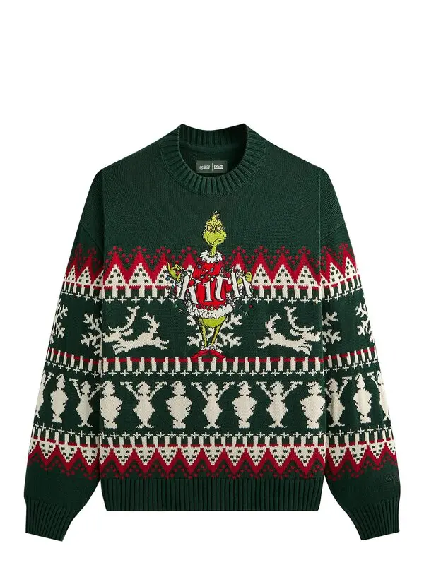 Kith X The Grinch Fair Isle Lewis Crewneck Sweater - Green