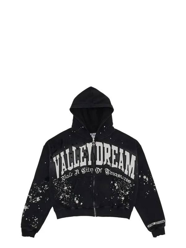 VALE FOREVER Paint Zip Up Hoodie - Black