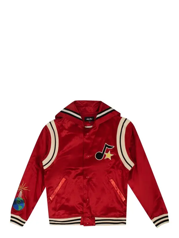 JUST DON Satin Varsity Jacket - Red