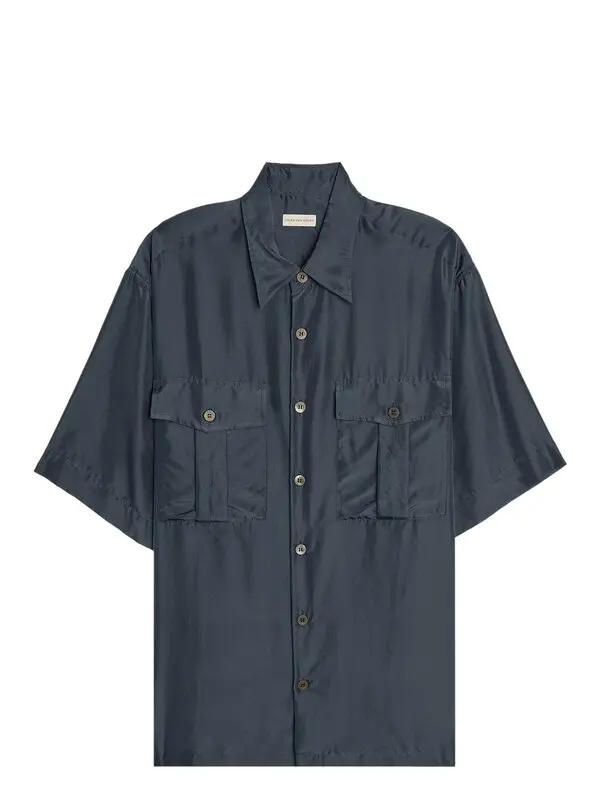 Dries Van Noten Loose Fit Shirt With Breast Pockets - Blue