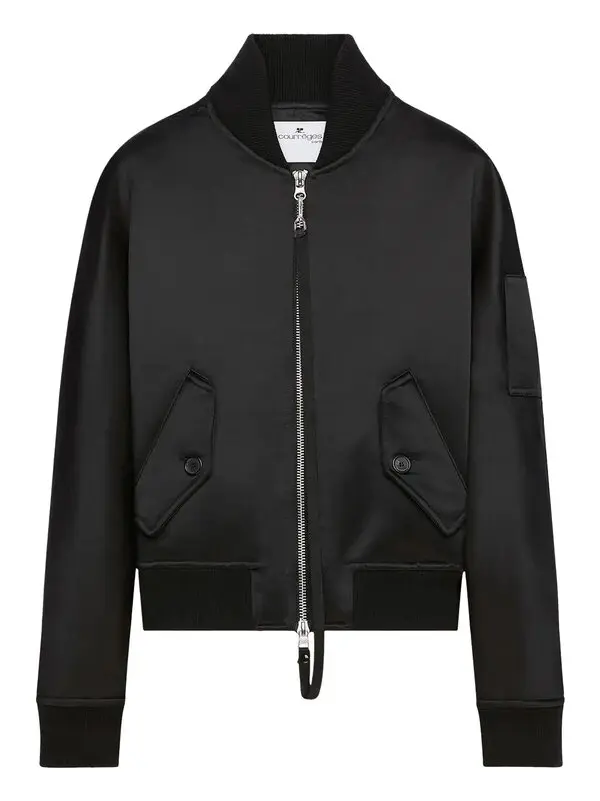 COURREGES Scuba Satin Bomber Jacket - Black