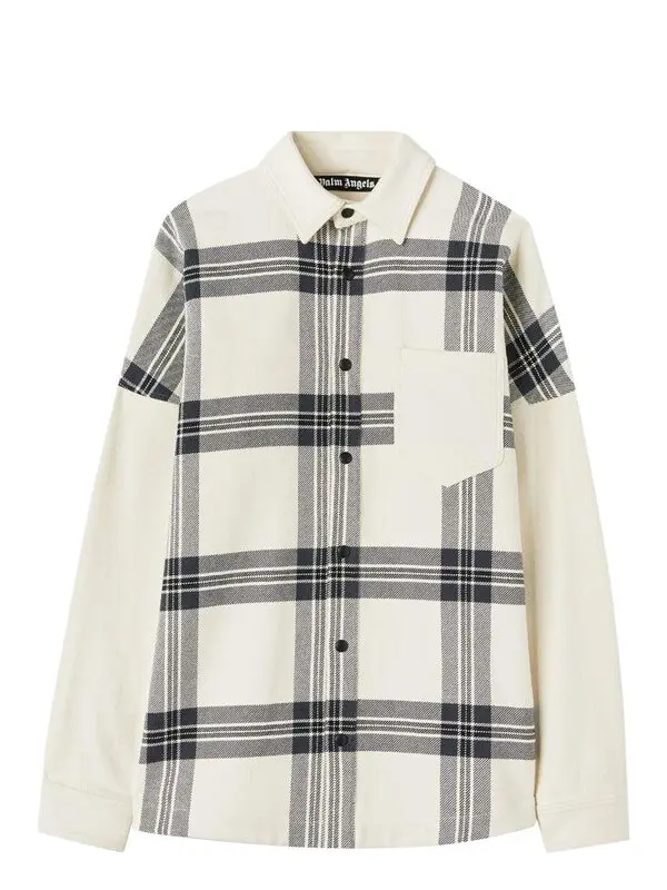 Palm Angels Logo Check Overshirt - White