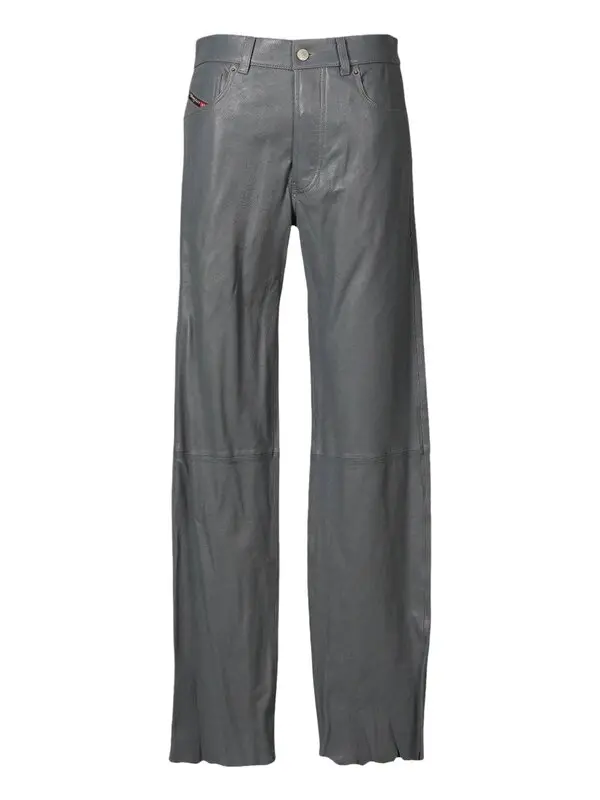 DIESEL® Regular Fit Leather Trousers - Grey