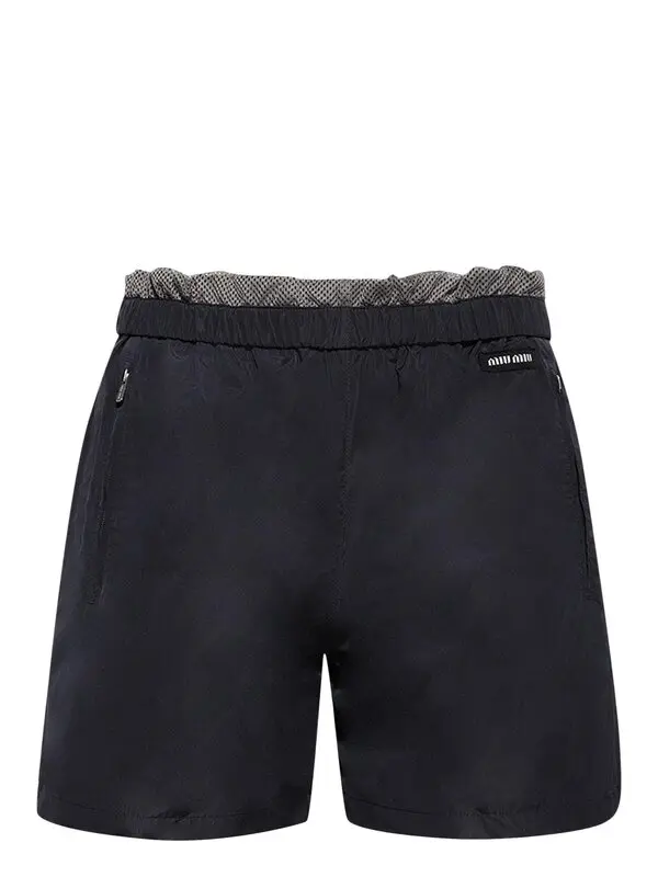 Miu Miu Technical Silk Bermuda Shorts - Blue