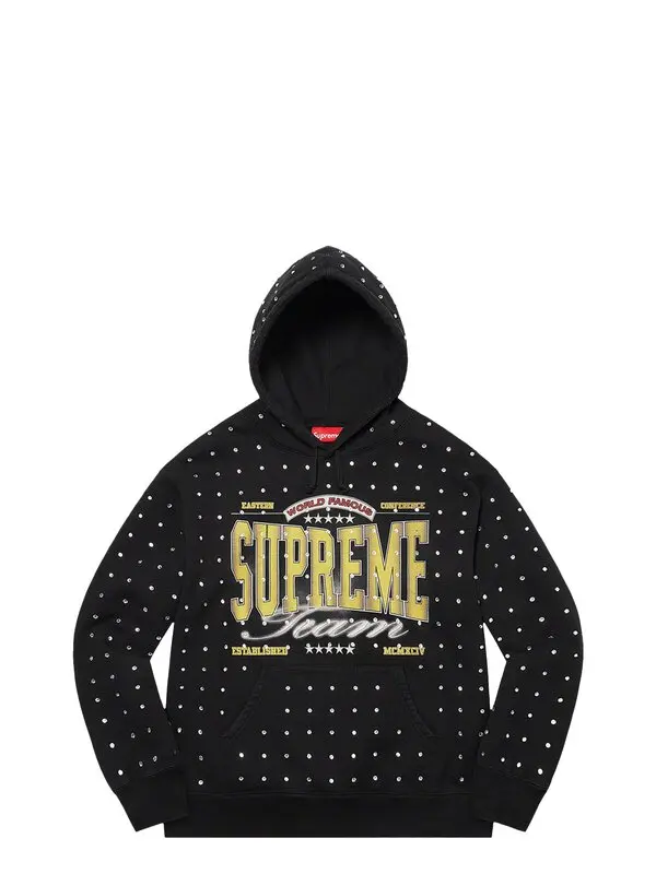 Supreme Rhinestone Hooded Sweatshirt - Black