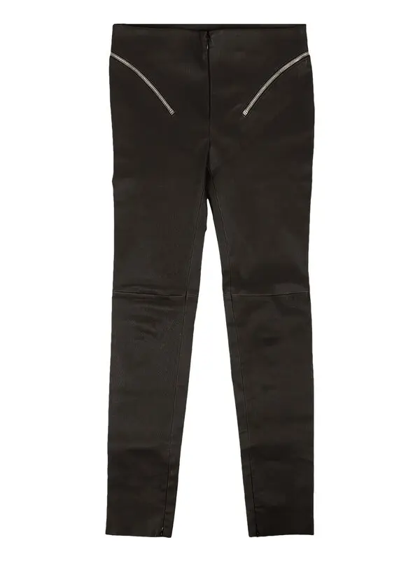 Givenchy Leather Pants With Zip Details - Black