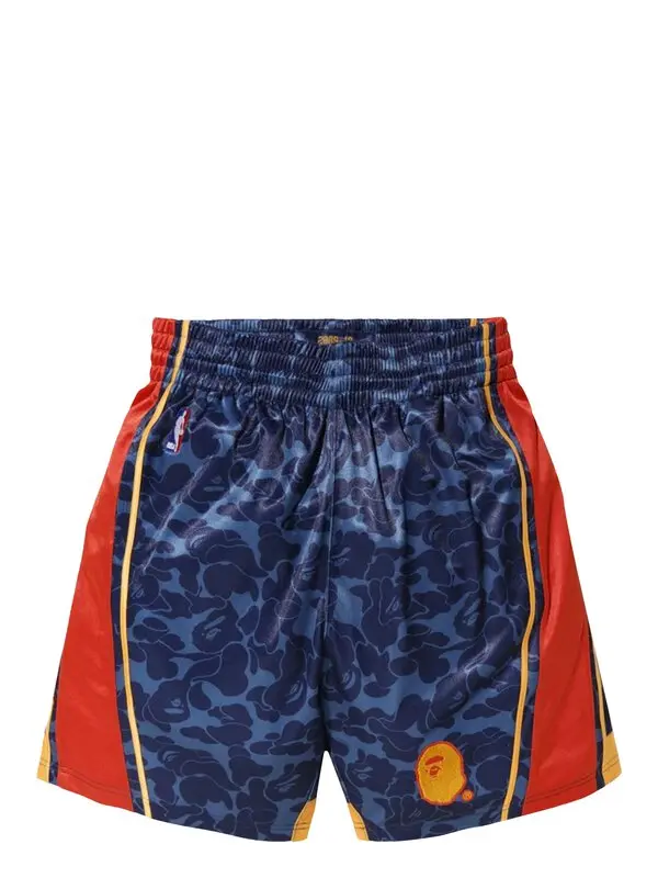 A BATHING APE X Mitchell & Ness Warriors Basketball Shorts - Blue