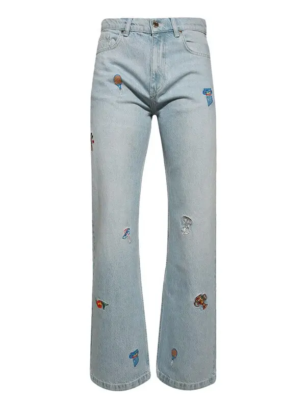 Casablanca Embroidered Motif Jeans - Blue