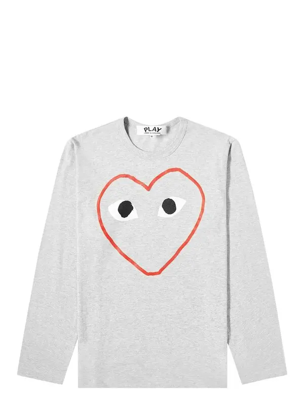 Play Comme Des Garcon Play Heart Outline Long-sleeve Tee - Grey