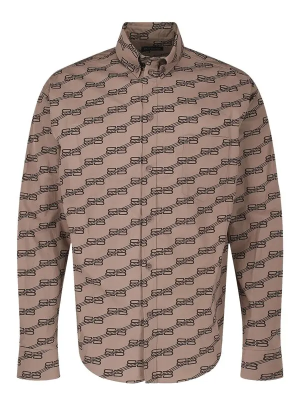 Balenciaga Monogram Long-sleeve Shirt - Tan