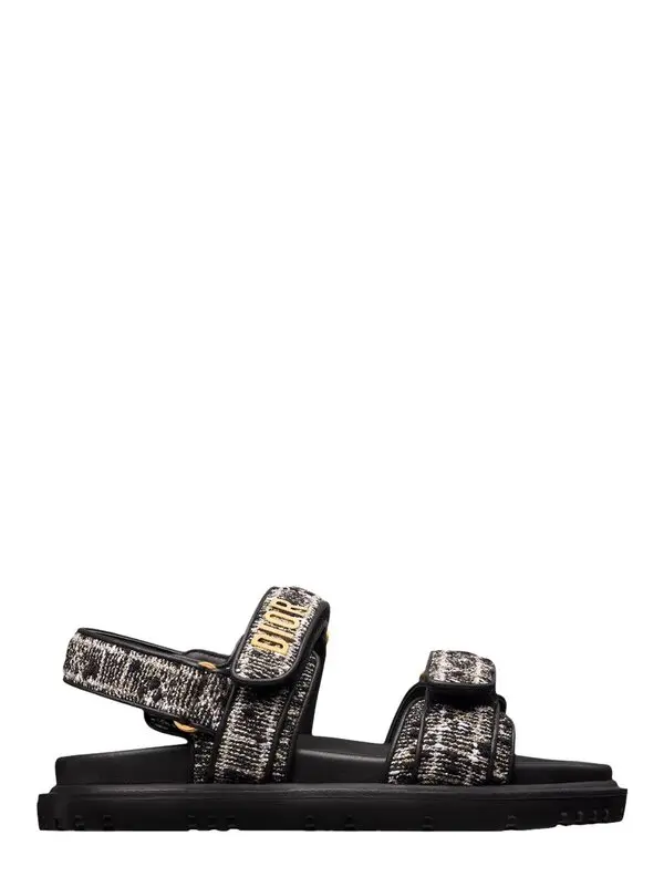Dior Dioract Cannage Tweed Sandal - Black