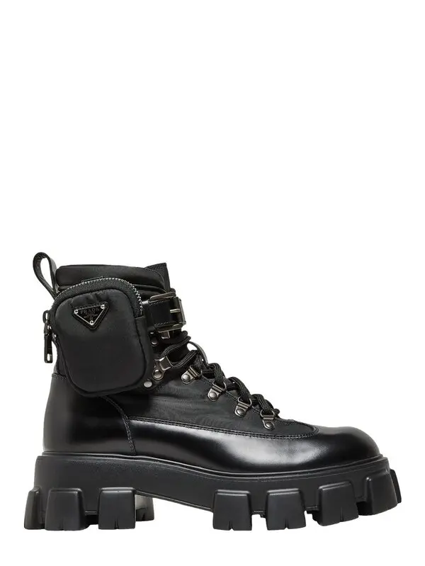 Prada Monolith Brushed Rois Boots - Black