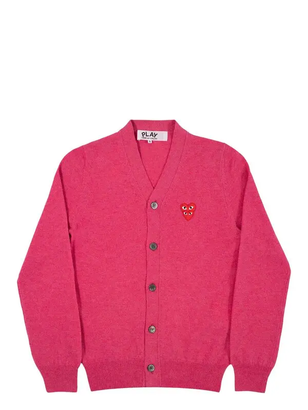 Play Comme Des Garcon Heart Logo Cardigan - Pink